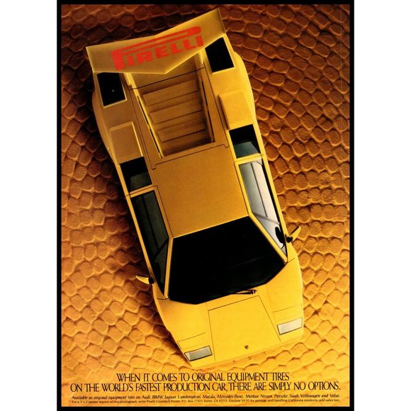 Lamboghini | Art | 989 Pirelli Tires Yellow Lamborghini Countach ...